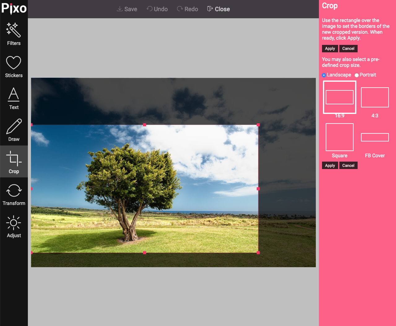 Improved image crop – Pixo Image Editor