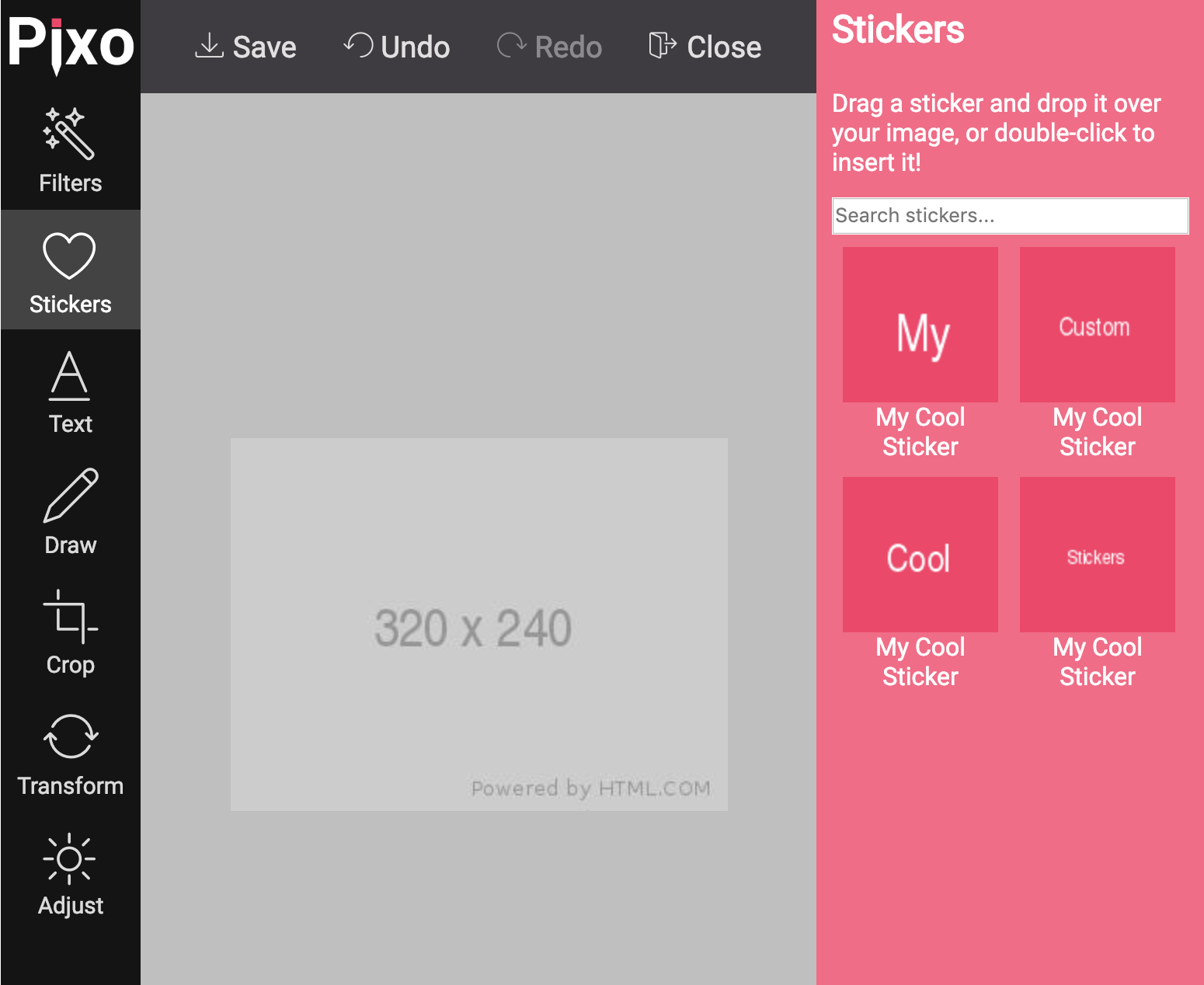 Use your own stickers collection – Pixo Image Editor