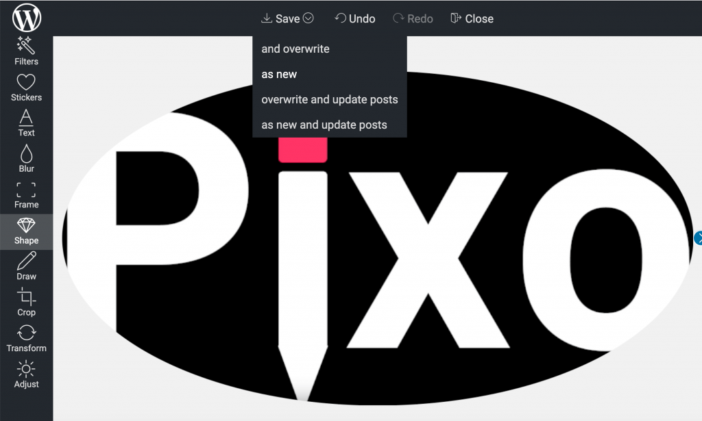 Configurable actions – Pixo Image Editor