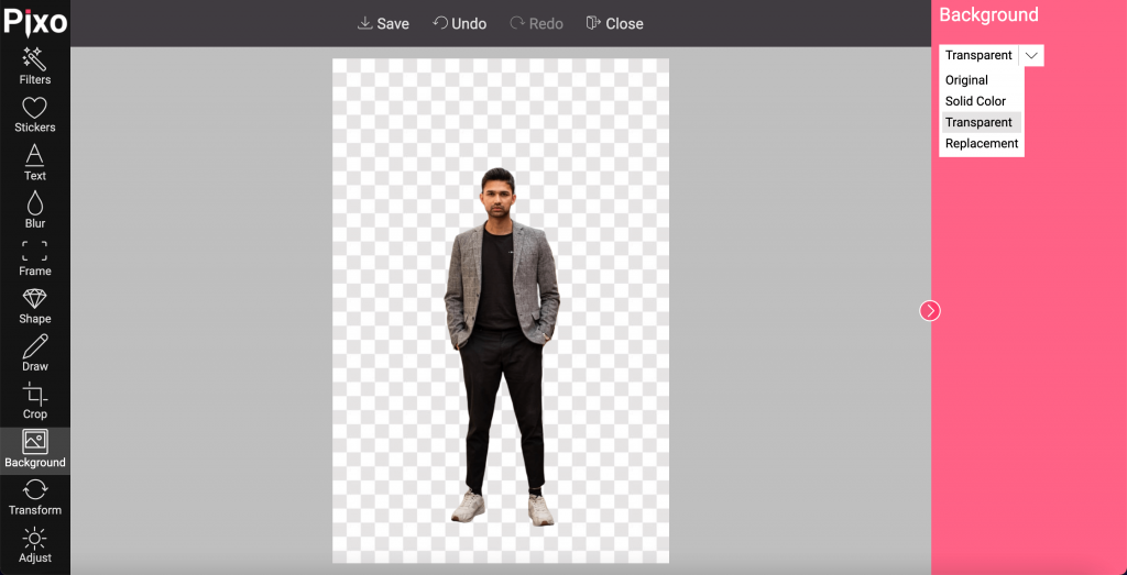 Background tool – Pixo Image Editor